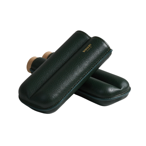Bosquet Paris Grained Calf Leather Cigar Case Dark Green - 2 Cigars ...