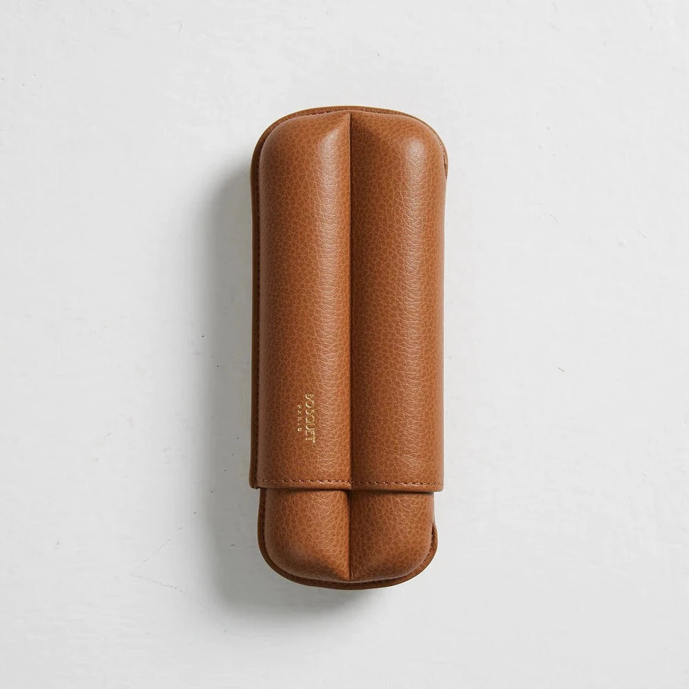 Bosquet Paris Grained Calf Leather Cigar Case Light Brown - 2 Cigars ...