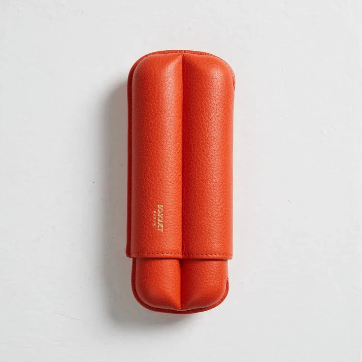 Bosquet Paris Grained Calf Leather Cigar Case Orange - 2 Cigars – La ...