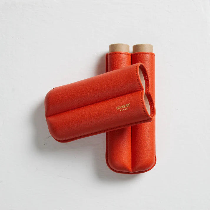 Bosquet Paris Grained Calf Leather Cigar Case Orange - 2 Cigars – La ...