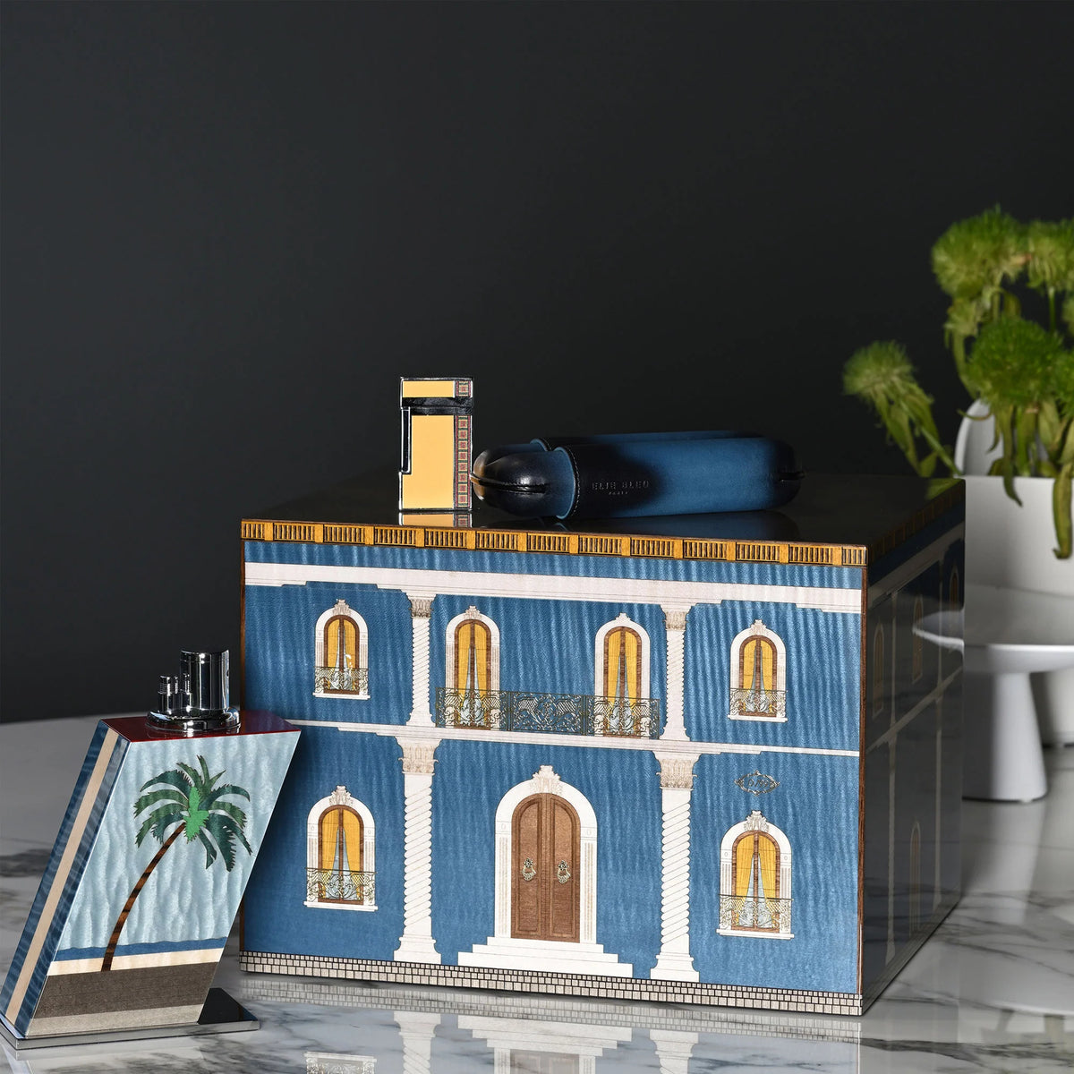 Elie Bleu Wooden Cigar Humidor "Casa Cubana" Blue Palace (110 Cigars ...