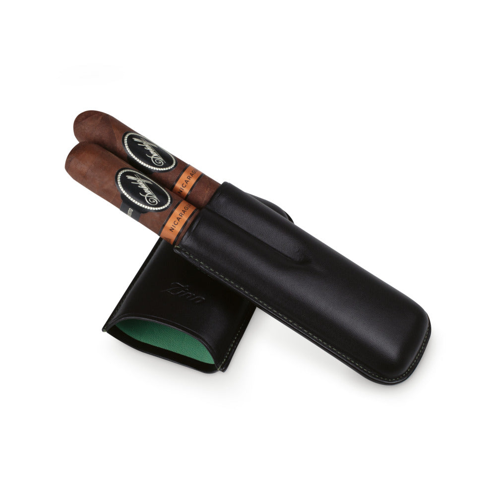 Zino Cigar Case R-2 Finger Leather - Black & Mint – La Casa Del Habano